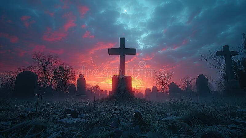 A Military Cemetery at Dusk Wide Shot Stock Image - Image of hero ...