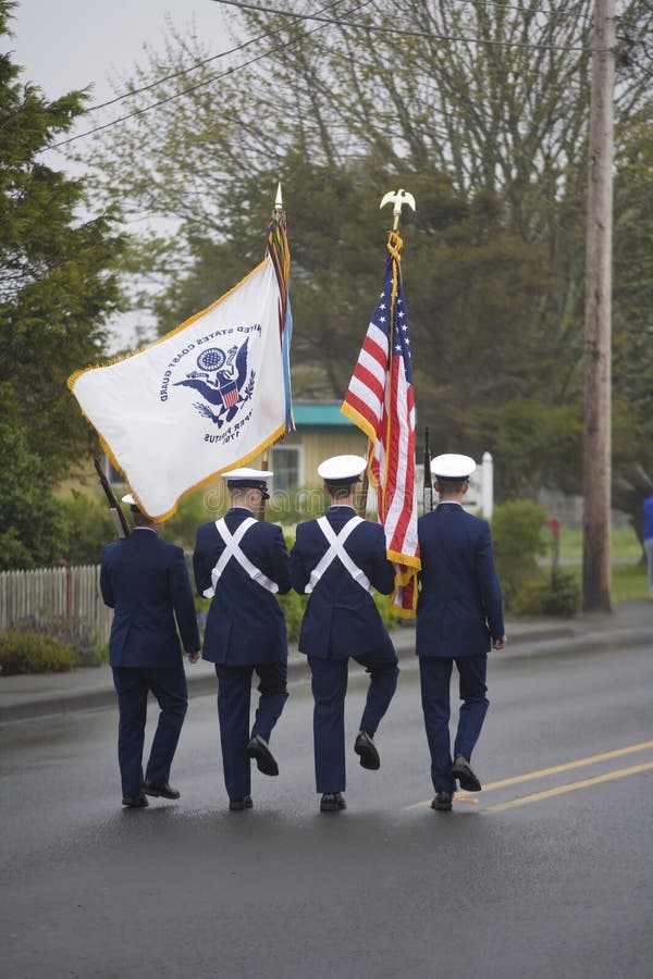 Military Color Guard Marching Stock Photo - Image of drab, beach: 2477122