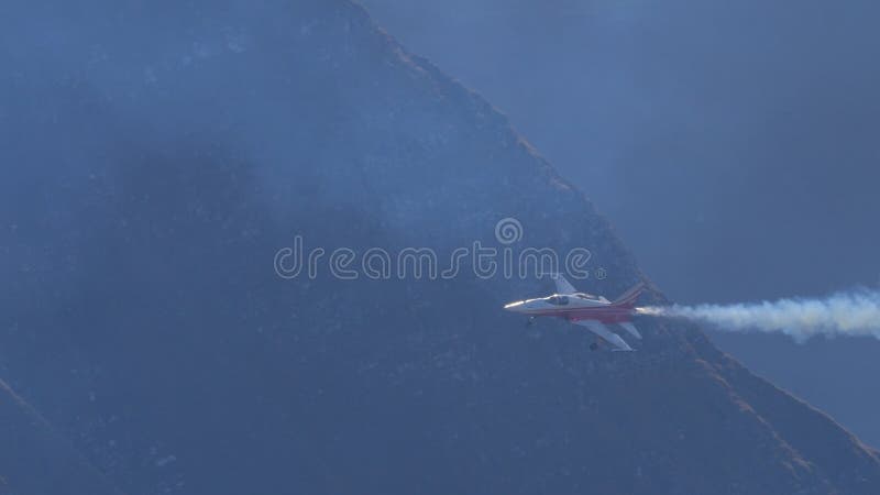 Military Combat Plane Does a Roll with Landing Gear Extracted. Pilot ...