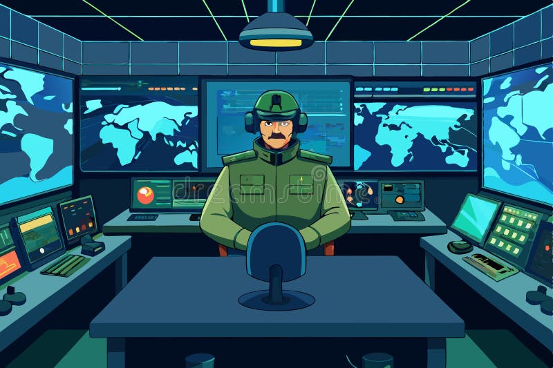 Military Command Center for Cybersecurity Operations, Featuring a ...
