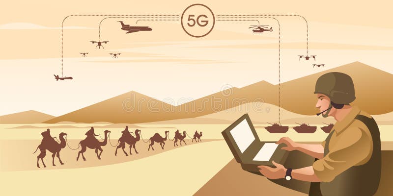 Military Communication and 5G Stock Illustration - Illustration of ...