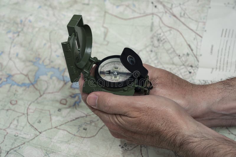 Compass and Map Reading Survival Outdoors Stock Photo - Image of ...