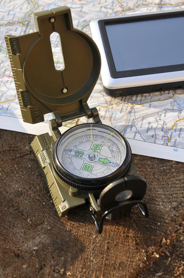 Navigating with compass stock image. Image of orientation - 16222429