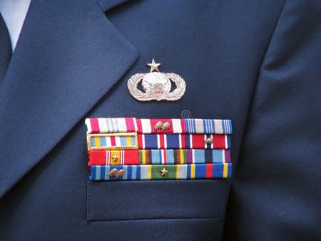 Military Decorations on Uniform Stock Image - Image of honour, blue ...