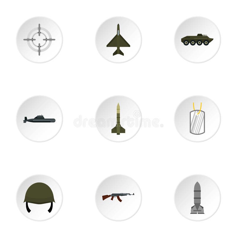 Defense Icons Set, Isometric Style Stock Illustration - Illustration of ...