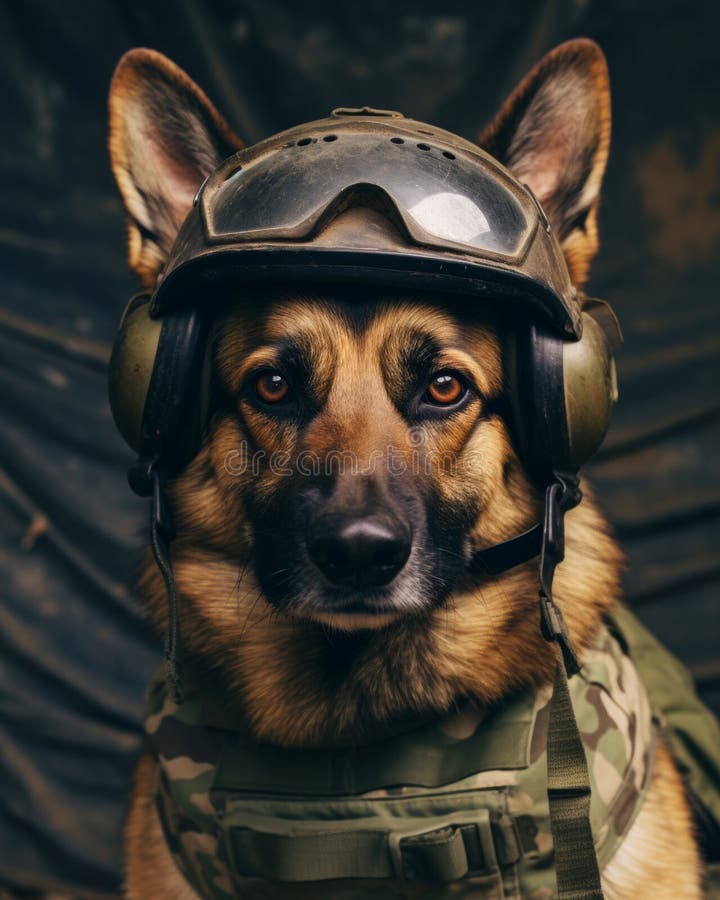 Military Dog: Military Dog Wearing Helmet Stock Photo - Image of ...