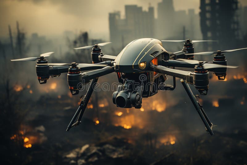 Military Drone Flying in the Air. War Concept with Drones Stock ...