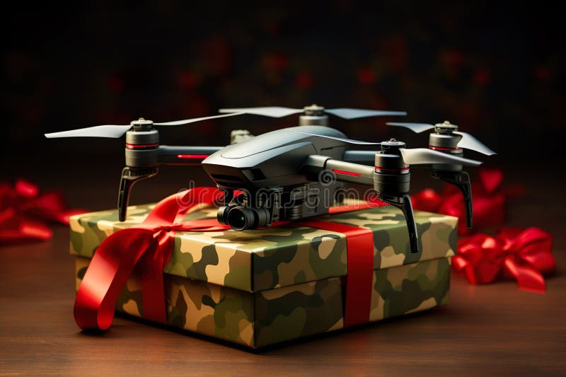 Military Drone, Gift Box in Camouflage Packaging Stock Illustration ...