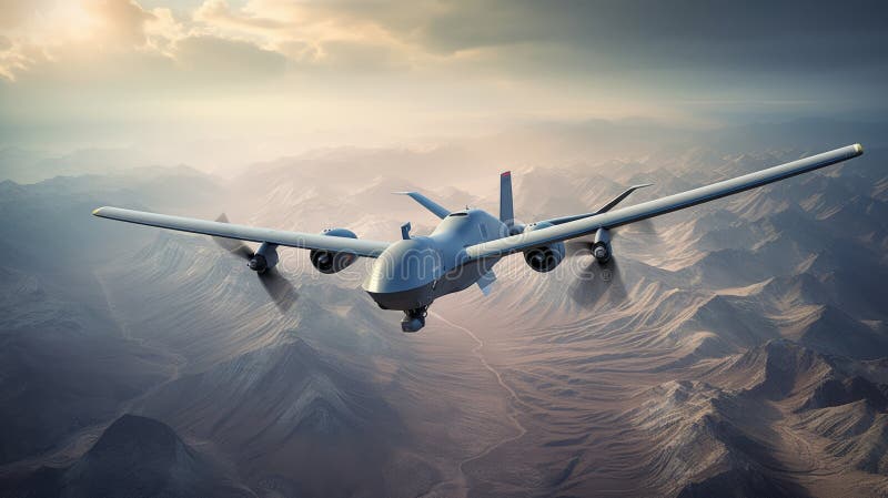 Military Drone at High Altitude in the Sky with. Generative AI. Stock ...
