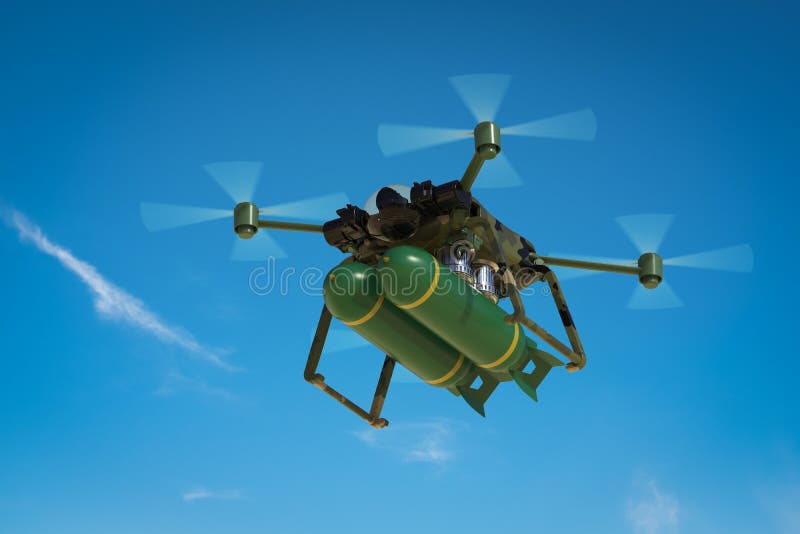 Military Drone Top, Side, Front View. Isolated 3d Army Plane Stock ...