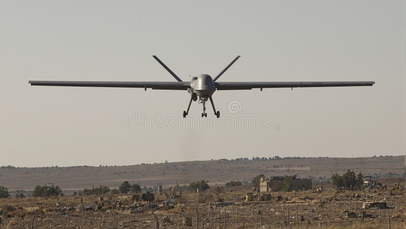 Military Drone Surveilling Battlefield for Ground Forces Stock ...