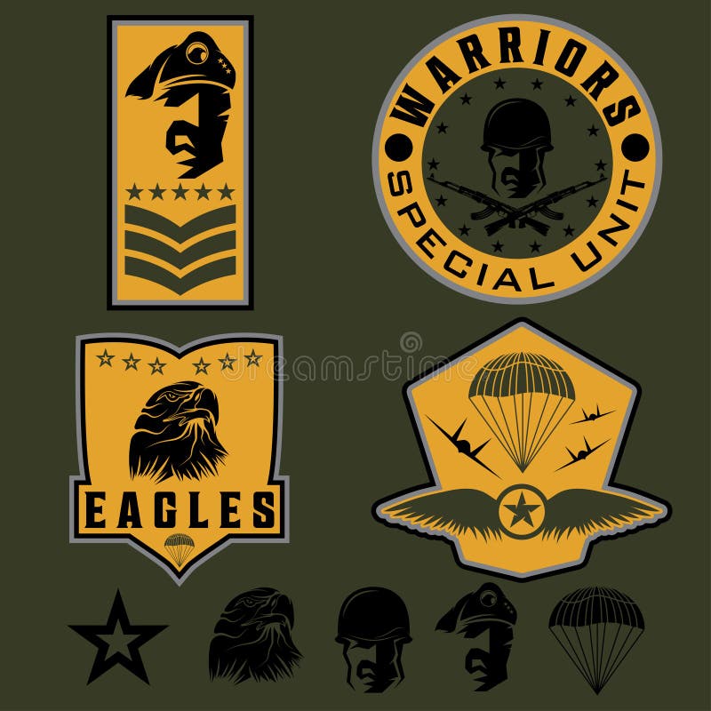 Military Emblem Set Vector Design Template Stock Vector - Illustration ...