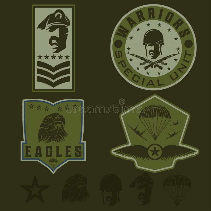 Military Emblem Set Vector Design Template Stock Vector - Illustration ...