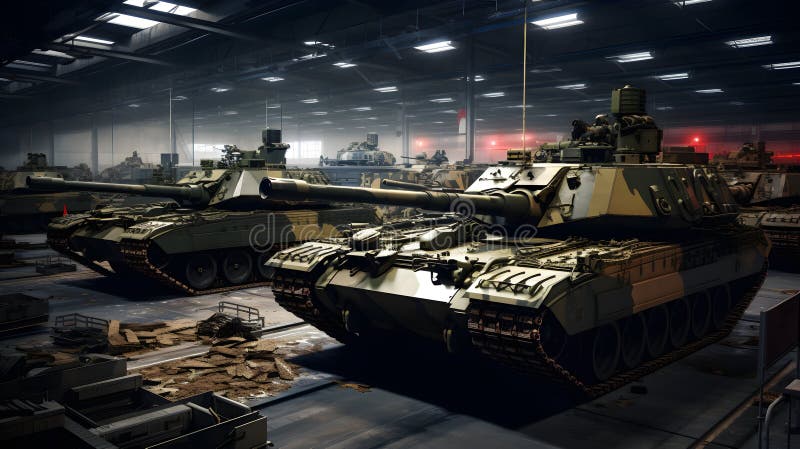 Military Factory Producing Modern Tanks for Army Stock Illustration ...