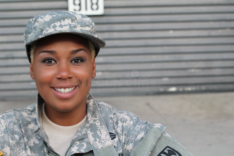 Military Female Smiling with Copy Space Stock Image - Image of copy ...