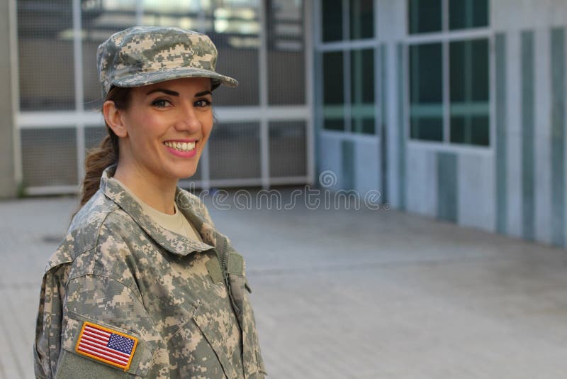 Military Female Smiling with Copy Space Stock Image - Image of copy ...
