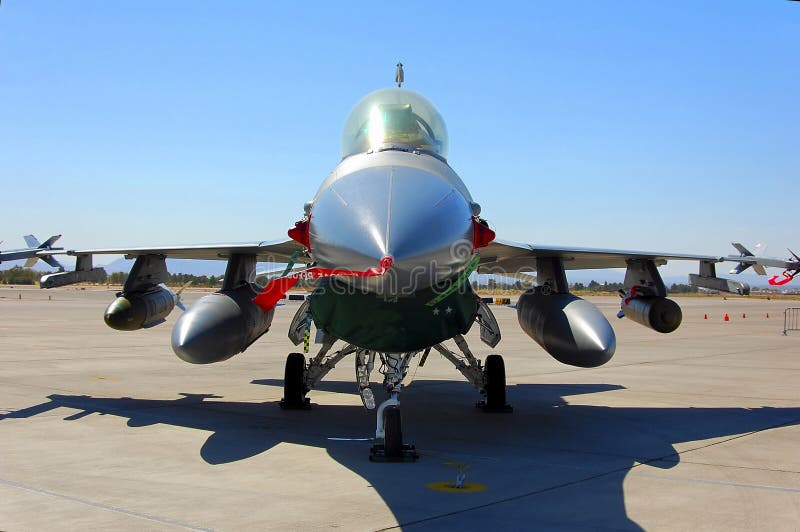 Military Fighter Aircraft Ground Display Stock Photo - Image of force ...