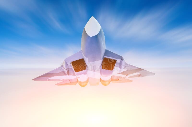 Military Fighter Aircraft at High Speed, Flying High in the Sky. Stock ...