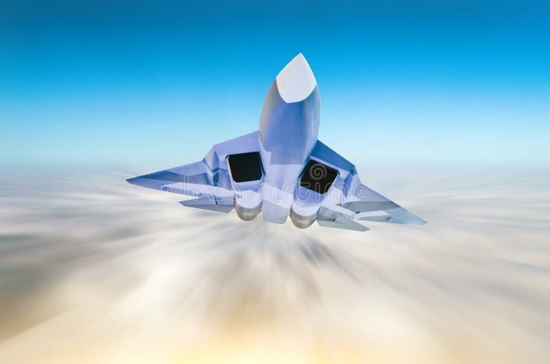 Military Fighter Aircraft at High Speed, Flying High in the Sky. Stock ...
