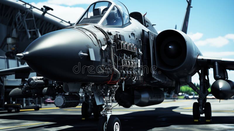 Military Fighter Jet Engine Close-up Stock Illustration - Illustration ...