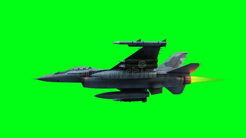 Military Fighter Jet F-16. Green Screen Isolate Stock Illustration ...