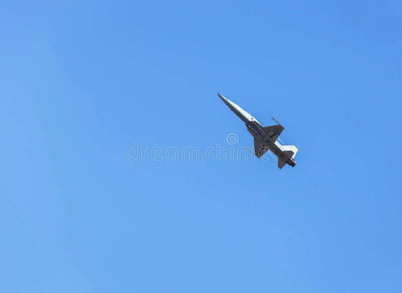 Military Fighter Jet Flying On Blue Sky Stock Photo - Image of historic ...