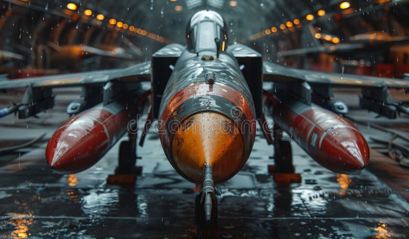 Military Fighter Jet Parked on Airport Runway in the Rain Stock Photo ...