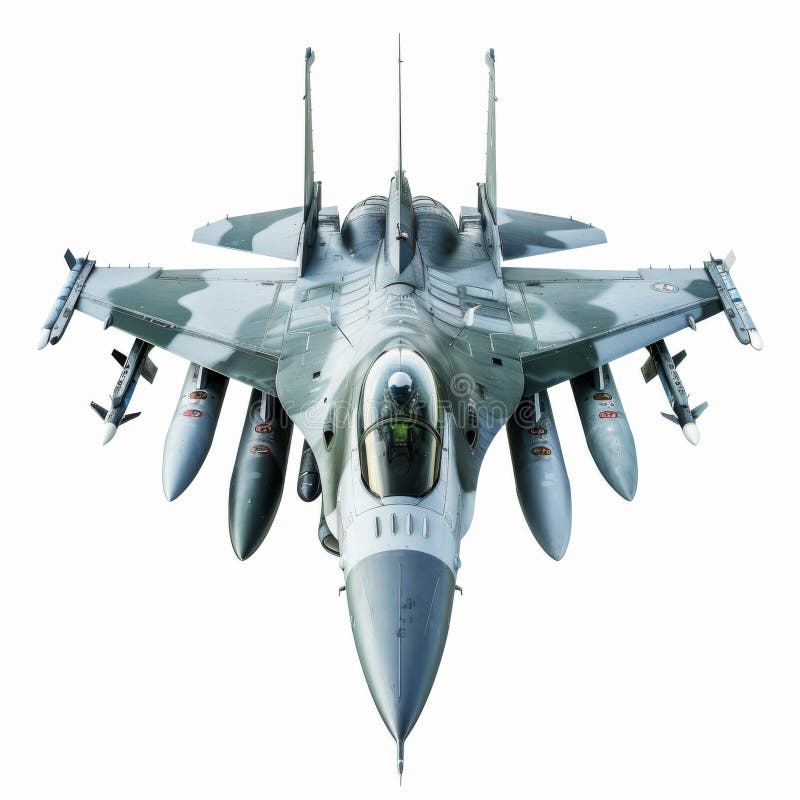 Military Fighter Jet Isolated on White Background Stock Illustration ...