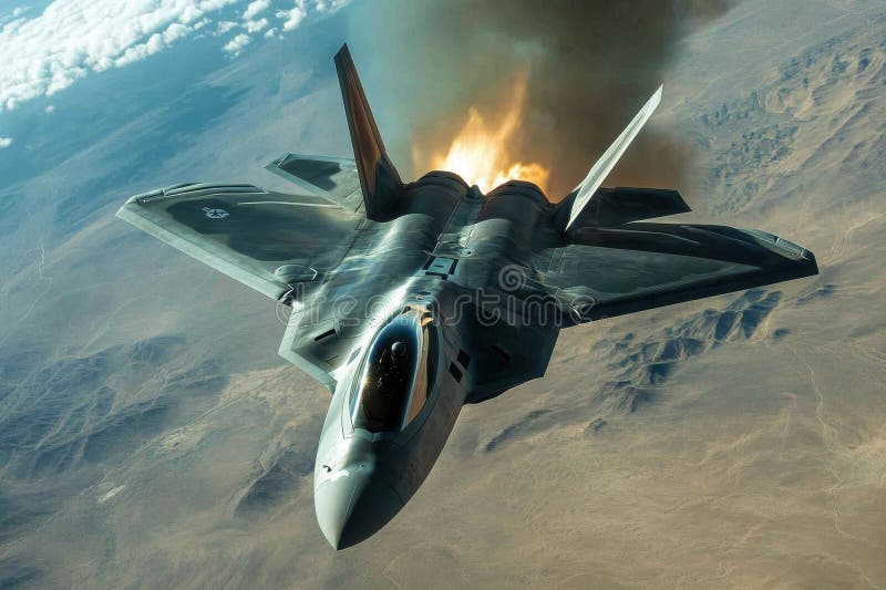 Military Fighter Jet Performs Training Exercise Over Desert Landscape ...