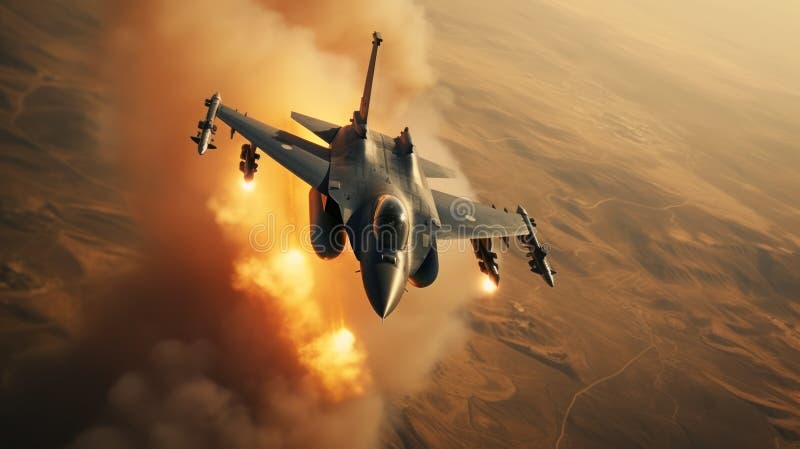 Military Fighter Jet in the Sky. Generative AI Stock Illustration ...