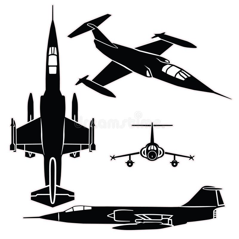 Military Fighter Jet Vector Set Stock Vector - Illustration of drawing ...