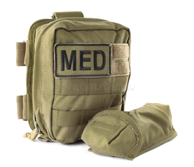 Military First Aid Kit Isolated on White Stock Photo - Image of health ...