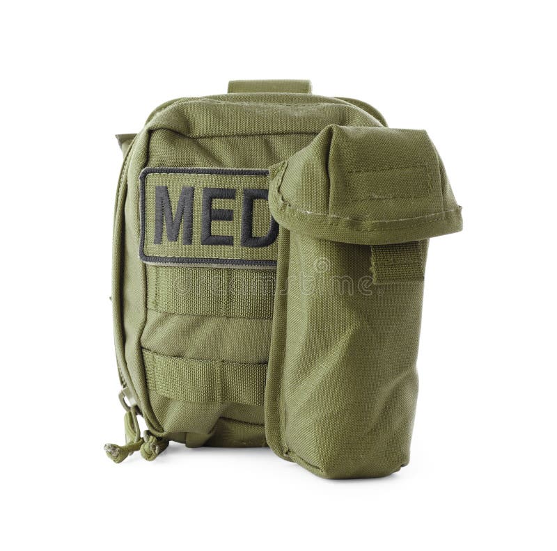 Military First Aid Kit Isolated on White Stock Image - Image of ...