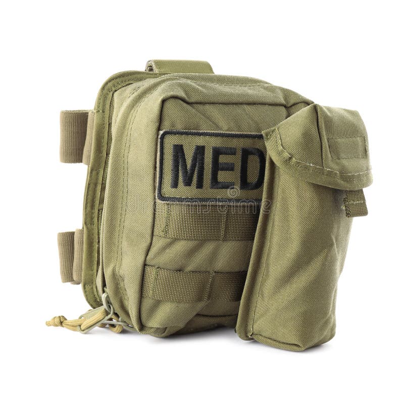 Military First Aid Kit Isolated on White Stock Photo - Image of ...