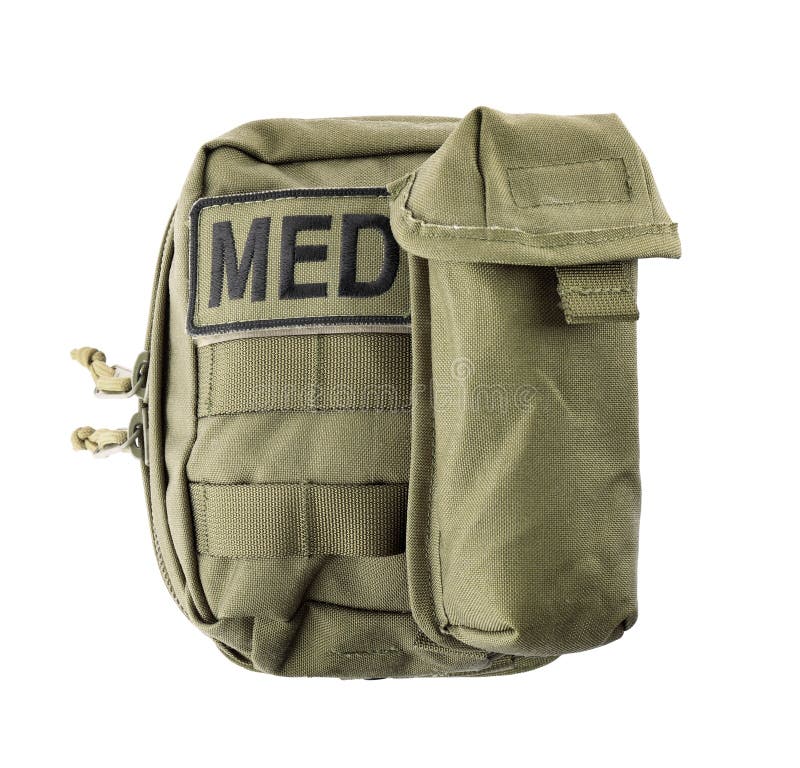 Military First Aid Kit Isolated on White, Top View Stock Image - Image ...