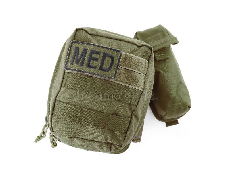 Military First Aid Kit on White Background, Top View Stock Photo ...