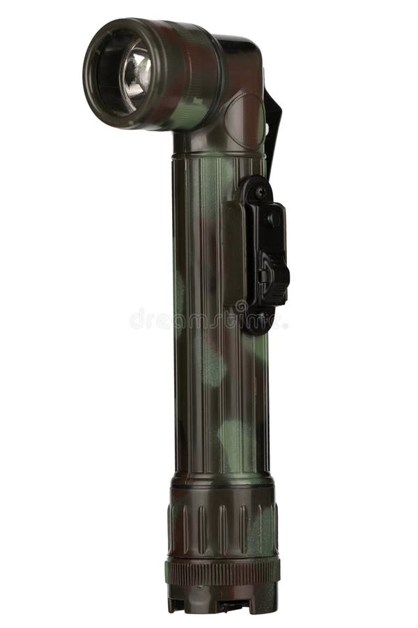 Military Flashlight Isolated on White Stock Image - Image of design ...