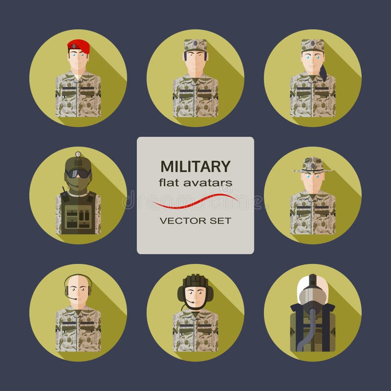 Military avatars stock vector. Illustration of isolated - 52177575