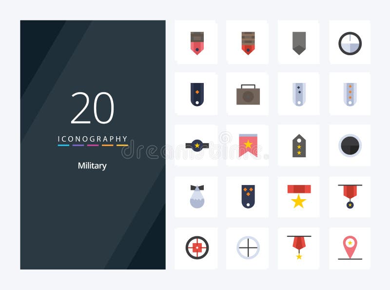 20 Military Flat Color Icon for Presentation Stock Vector ...