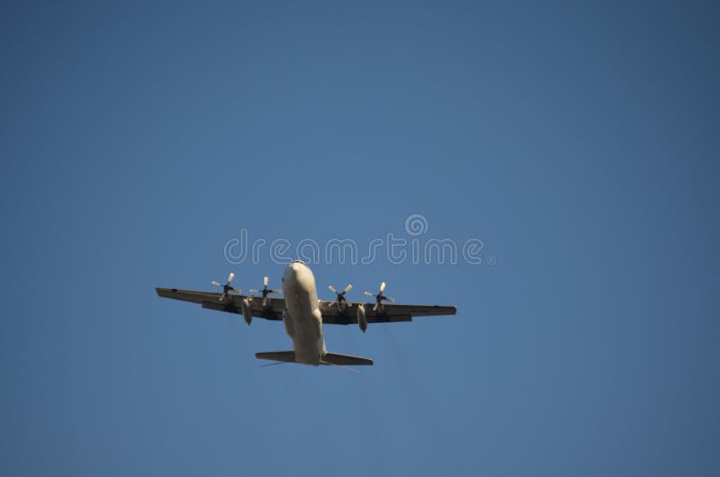 Military Airplane With Four Helix Stock Image - Image of large, image ...