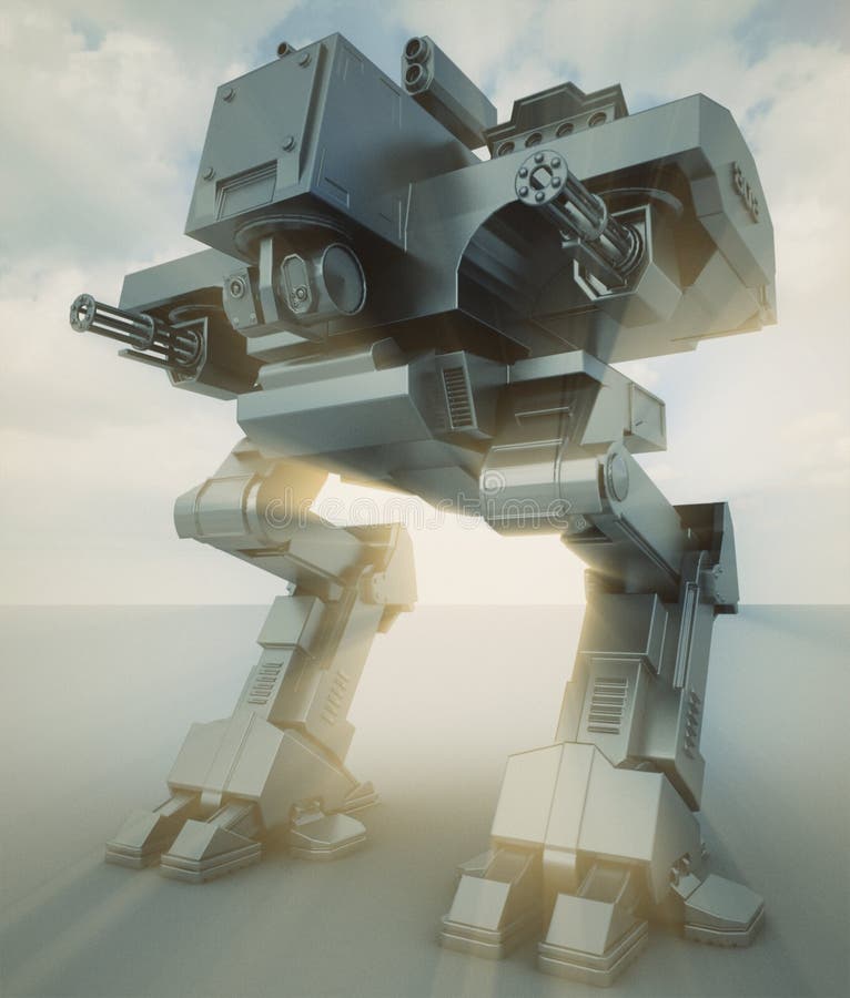 Robot Futuristic Mech Weapon Stock Illustration - Illustration of guard ...