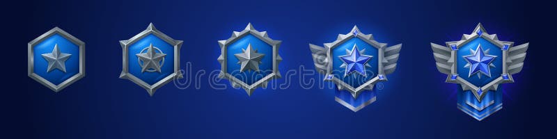 Sci Fi Game Rank Avatar Metal Hexagon Frame Set Stock Vector ...