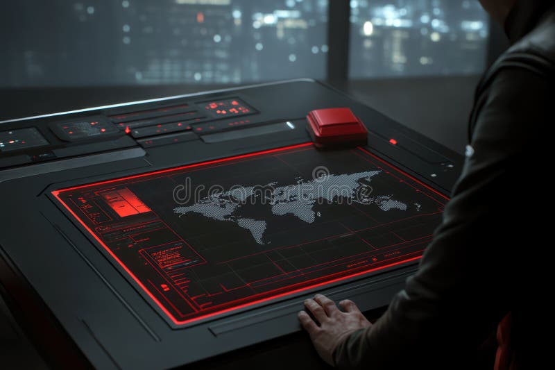 Military General Planning Nuclear War Using Futuristic Control Panel ...