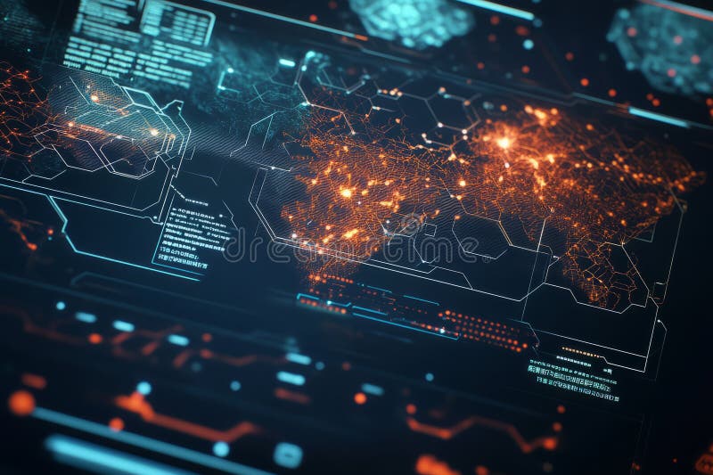 A Military-grade Sci-fi Command Center with Hexagonal Data Displays ...