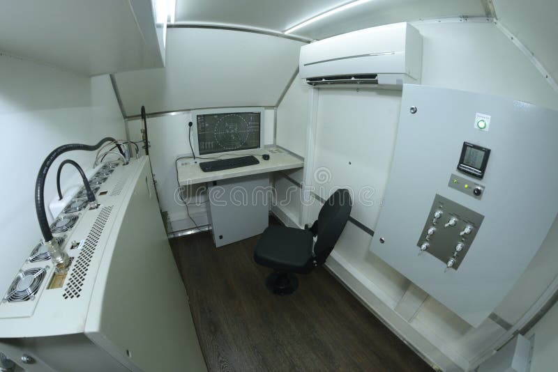 Military Ground Mobile Radar Operator Compartment, Workplace, Control ...