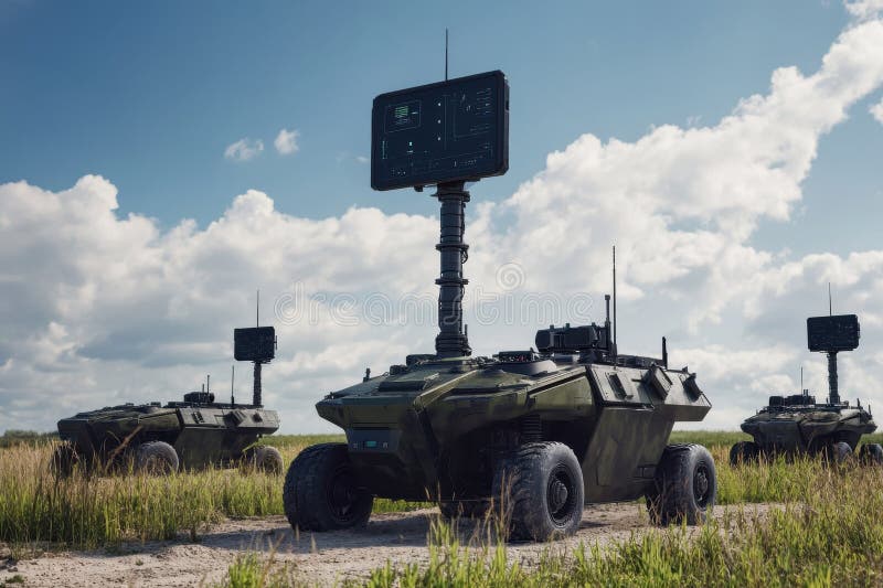 Military Ground Vehicles Equipped Surveillance Technology Field Setting ...