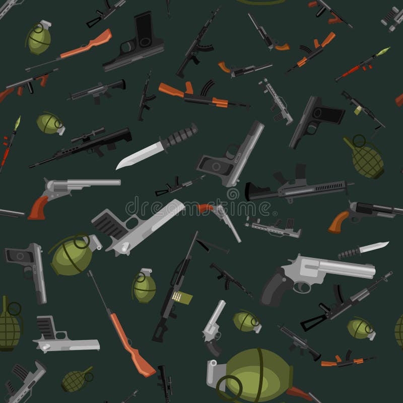 Military Gun Seamless Pattern, Automatic Stock Vector - Illustration of ...