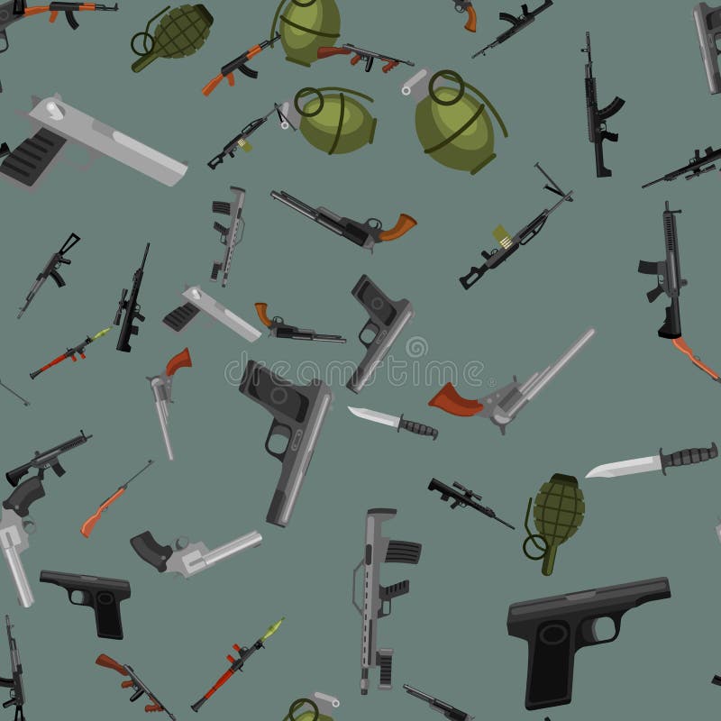 Military Gun Seamless Pattern, Automatic Stock Vector - Illustration of ...