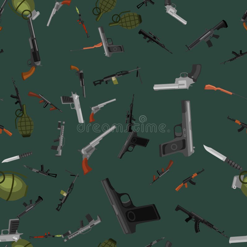 Military Gun Seamless Pattern, Automatic Stock Vector - Illustration of ...