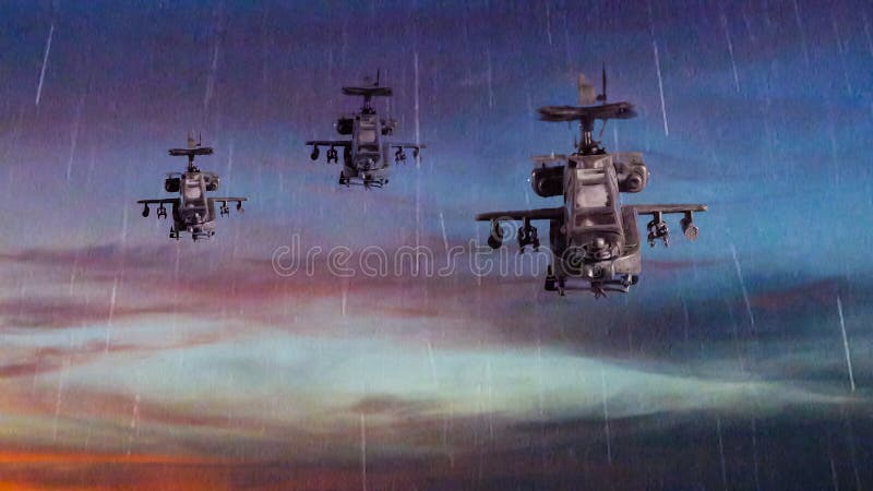 Military Gunships Being Hit by Missile and Exploding Stock Illustration ...
